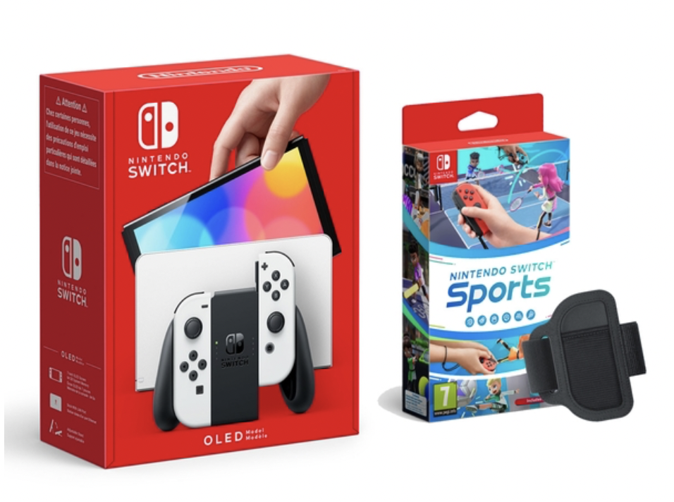 Nintendo Switch OLED White Console & Nintendo Switch Sports Bundle - 15 ...