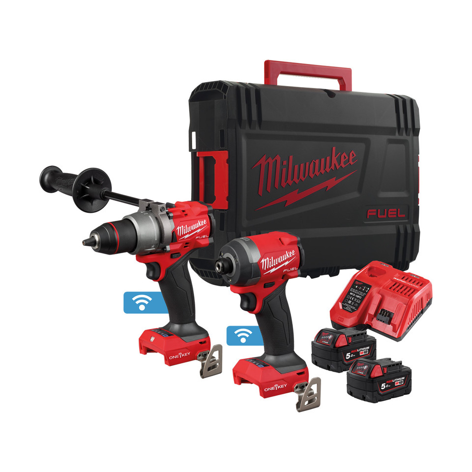 Milwaukee M18 ONEPP2A3-502X 18V One-Key Impact Driver & Combi Drill ...