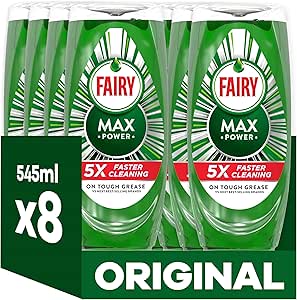 Fairy Max Power Washing Up Liquid Original 8 x 545ML, Easy & Effortless ...